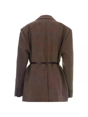 P.a.r.o.s.h Belted Checked-pattern Blazer