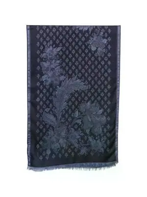 Etro Floral-jacquard Fringed Scarf - Blue
