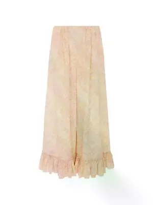 Chloé Floral Print Silk Trousers - Neutrals