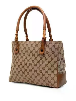 Gucci 2000-2015 Gg Canvas Bamboo Tote Bag