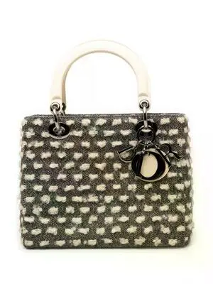 Dior 1999 Medium Tweed Lady Satchel - Grey
