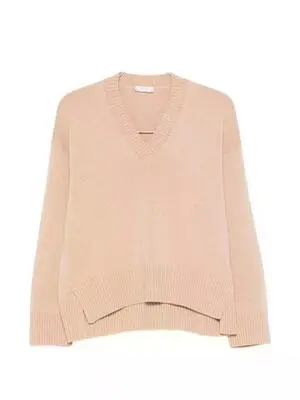 Peserico V-neck Side-slit Sweater - Neutrals