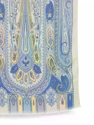 Etro Paisley-print Fringed Scarf - Blue