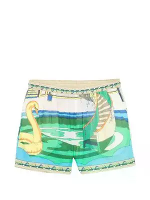 Tory Burch Camp Pool-print Shorts - Blue