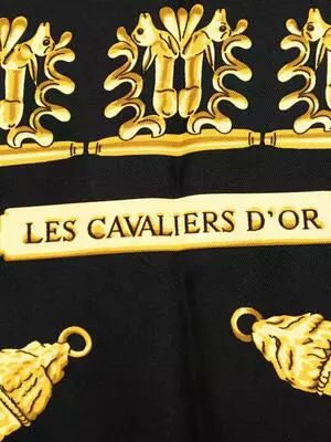 Hermès 20th Century Les Cavaliers D Or Silk Scarf 90 Scarves - Black