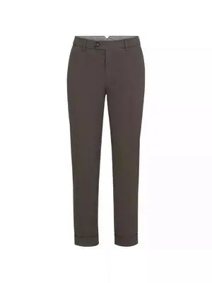 Brunello Cucinelli Garment-dyed Italian Fit Trousers In American Pima Comfort Cotton Gabardine - Brown