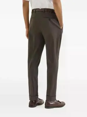 Brunello Cucinelli Garment-dyed Italian Fit Trousers In American Pima Comfort Cotton Gabardine - Brown