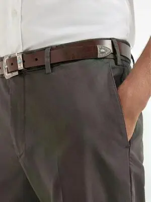 Brunello Cucinelli Garment-dyed Italian Fit Trousers In American Pima Comfort Cotton Gabardine - Brown