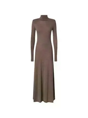 Pinko Fine-knit Roll-neck Dress - Brown