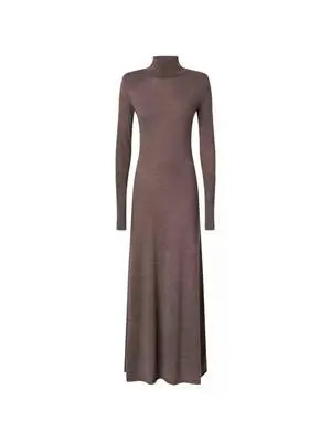 Pinko Fine-knit Roll-neck Dress - Brown