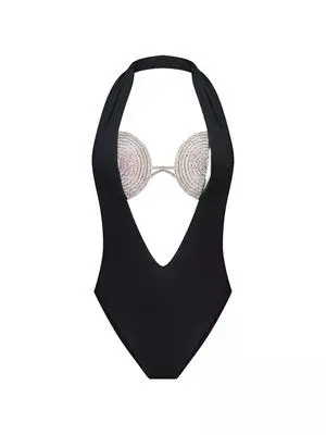 NUE Spiral Crystal Embellished Cutout Swimsuit