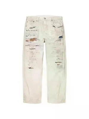 Supreme X Mm6 Maison Margiela Distressed Loose-fit Jeans - Neutrals