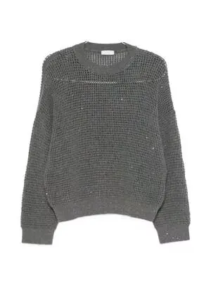 Peserico Sequin-embellished Open-knit Sweater - Grey