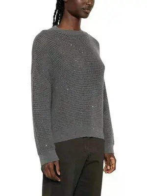 Peserico Sequin-embellished Open-knit Sweater