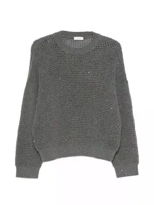 Peserico Open-knit Sequin Embellished Sweater - Grey