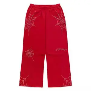 SP5DER Rhinestone-embellished Spider-web Track Pants