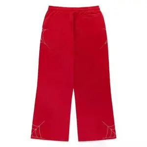 SP5DER Rhinestone-embellished Spider-web Track Pants
