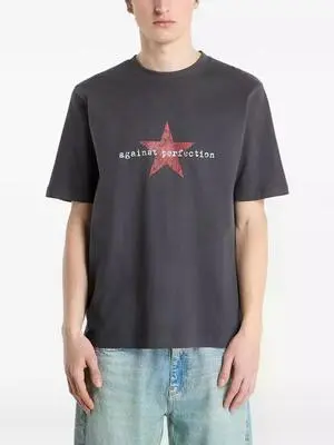 WASTED Star-print Slogan-print T-shirt - Black