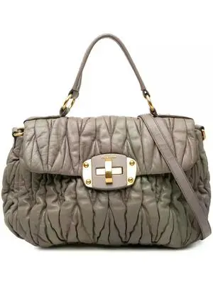 Miu Miu 2010-2026 Matelasse Nappa Satchel - Brown
