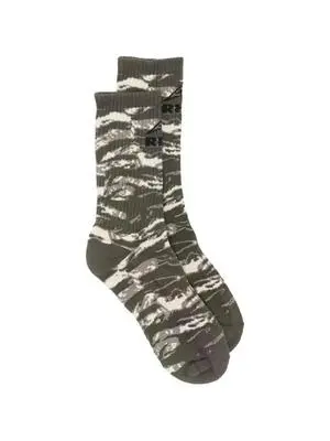 Rhude Tiger Camo Logo-intarsia Socks - Green