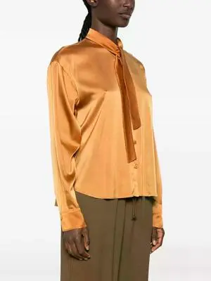 FORTE_FORTE Pussy-bow Collar Shirt - Orange