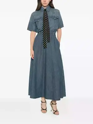 Valentino Garavani Polka Dot Denim Dress - Blue