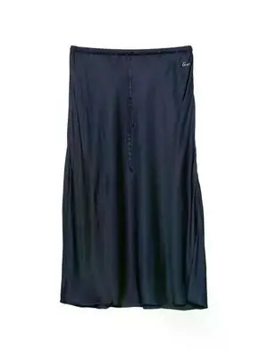 Kenzo Drawstring-waist Logo-plaque Midi Skirt - Blue
