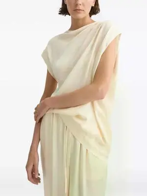 Bondi Born Ardea Hammered-satin Draped Blouse - Neutrals