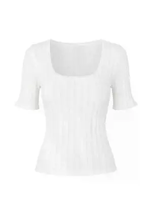 RE/DONE Pointelle Scoop-neck T-shirt - White