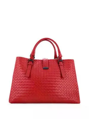 Bottega Veneta Roma Bag Intrecciato Nappa Medium Tote Bag - Red
