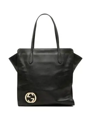 Gucci 2000-2015 Dollar Calfskin Interlocking G Tote Bag - Black