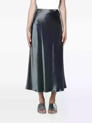 Max Mara Satin-finish Silk Skirt - Grey