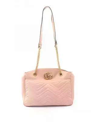 Gucci 2000-2015 Medium Gg Marmont Matelasse Leather Chain Shoulder Bag - Pink