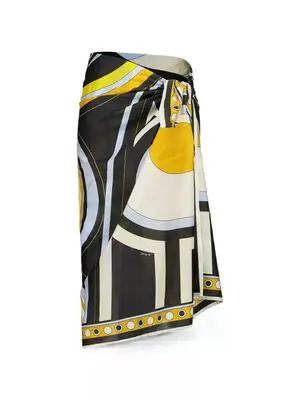 La DoubleJ Geometric-print Cotton Pareo - Black