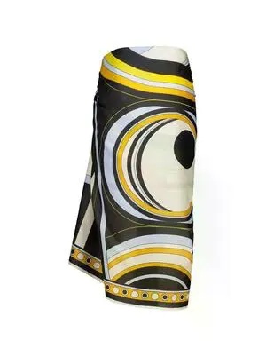 La DoubleJ Geometric-print Cotton Pareo - Black