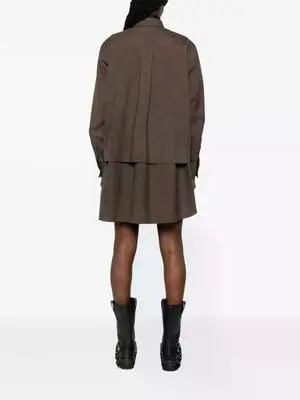 Sacai Layered Long-sleeve Shirt Dress - Brown