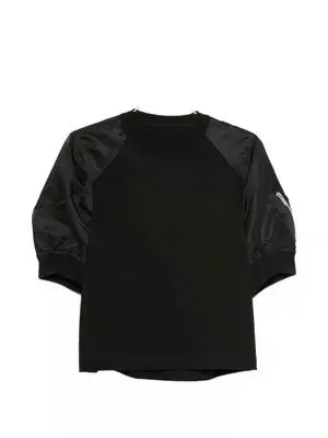 Sacai Crew-neck Zip-pocket Sweatshirt - Black