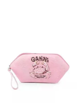 GANNI Crab-embroidery Terry-cloth Bikini Pouch