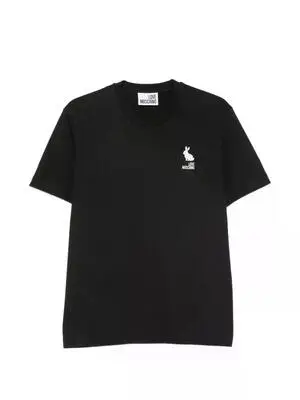 Moschino Embroidered-logo Short-sleeve T-shirt - Black