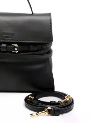Moschino Leather Tote Bag With Buckle Detail - Black