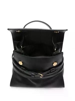 Moschino Leather Tote Bag With Buckle Detail - Black