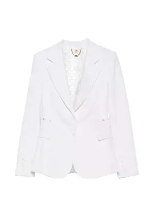 Elisabetta Franchi Notched Lapel Single-breasted Blazer - White