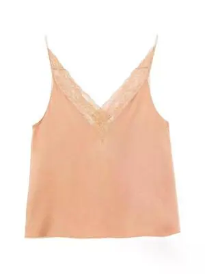 FORTE_FORTE Lace-trim Camisole Top - Brown