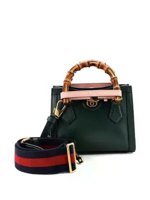 Gucci Diana Mini Bamboo Handle Tote Crossbody Bag - Green