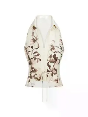 HEVRON Sloan Floral-print Vest - Neutrals