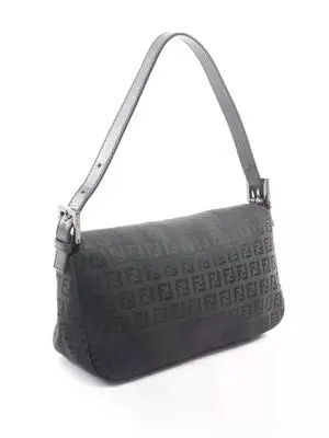 Fendi 2000-2010 Zucchino Canvas Double Flap Shoulder Bag