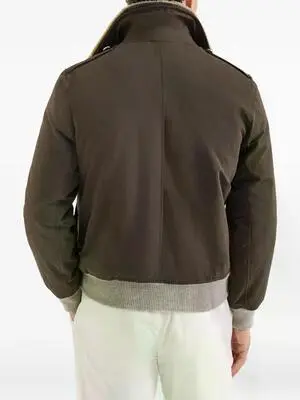 Brunello Cucinelli Waxed Techno Cotton Bomber Jacket With Thermore® Padding And Detachable Shearling Collar