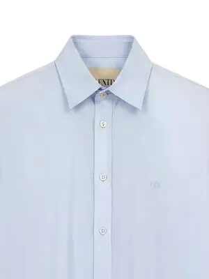 Valentino Garavani Embroidered-logo Long-sleeve Shirt - Blue
