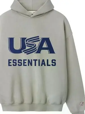 Fear Of God Logo Print Hoodie - Grey