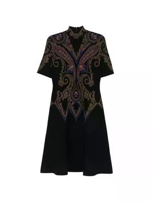 Etro Paisley-pattern Mock-neck Midi Dress - Black